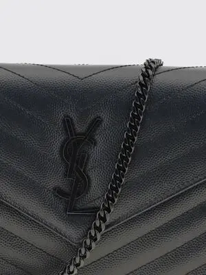 Saint Laurent Cassandre Mini Quilted Grain De Poudre Leather Wallet On Chain