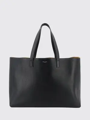 Saint Laurent Smooth Leather Tote Bag With Removable Inner Pouch - Black