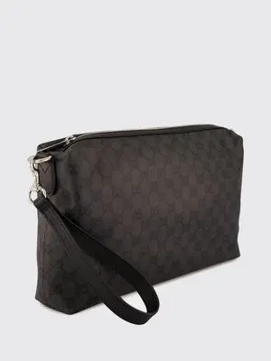 Gucci Coated Cotton Pouch With Gg Monogram And Removable Wrist Strap