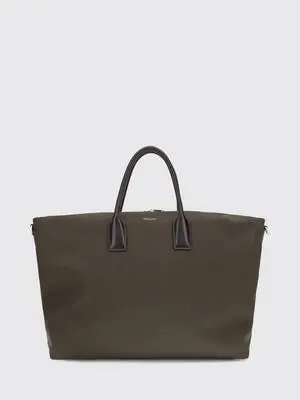 Saint Laurent Large Cotton Canvas Bowling Bag With Leather Handles