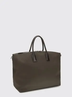 Saint Laurent Large Cotton Canvas Bowling Bag With Leather Handles