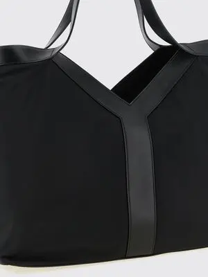 Saint Laurent Calfskin And Nylon Tote Bag With Double Handle - Black