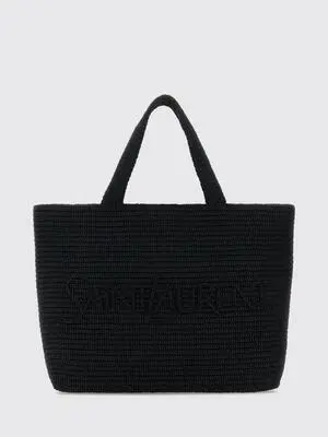 Saint Laurent Raffia Tote Bag With Tone-on-tone Embroidered Logo