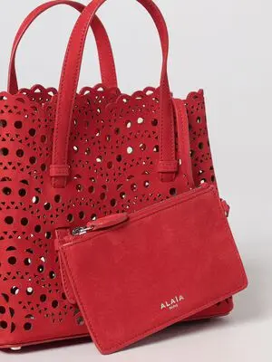 Alaïa Alaia Mina Perforated Nubuck Handbag With Removable Pouch - Red