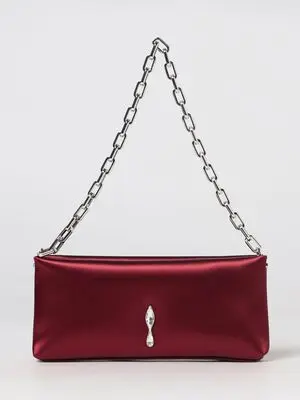 CHRISTIAN LOUBOUTIN Maykimay Satin Shoulder Bag With Rhinestone Logo And Metallic Handle - Red