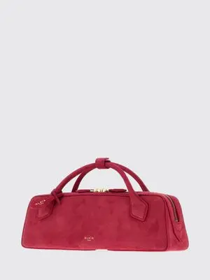 Alaïa Alaia Le Teckel Suede Sheepskin Handbag With Logo Charm - Red