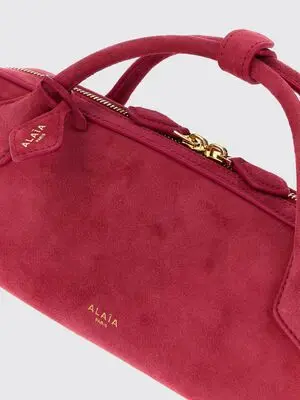 Alaïa Alaia Le Teckel Suede Sheepskin Handbag With Logo Charm - Red
