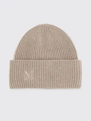 Max Mara Ribbed Wool Beanie Hat With Jacquard Logo And Cuff