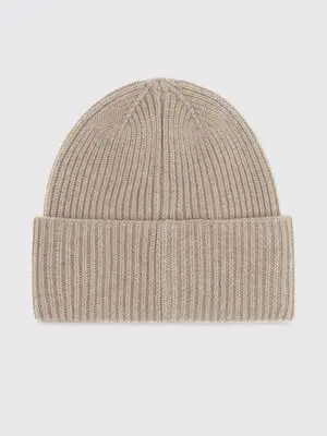 Max Mara Ribbed Wool Beanie Hat With Jacquard Logo And Cuff