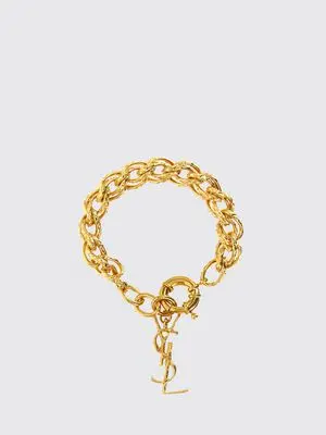 Saint Laurent Chain Bracelet In Brass With Monogram Charm - Gold