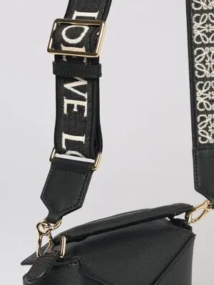 Loewe Adjustable Canvas And Leather Shoulder Strap With Jacquard Logo - Black