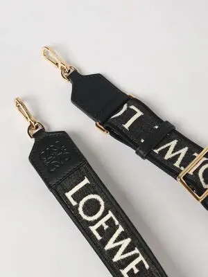 Loewe Adjustable Canvas And Leather Shoulder Strap With Jacquard Logo - Black