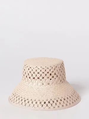 Max Mara Perforated Raffia Hat - Pink