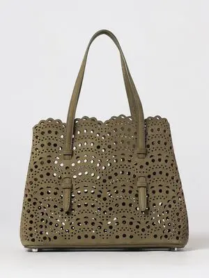 Alaïa Alaia Mina Perforated Suede Shoulder Bag With Removable Pouch - Green