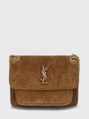 Saint Laurent Medium Niki Suede Shoulder Bag With Chevron Pattern - Orange