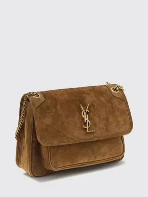 Saint Laurent Medium Niki Suede Shoulder Bag With Chevron Pattern - Orange