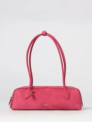 Alaïa Alaia Medium Le Teckel Calfskin Leather And Nubuck Shoulder Bag - Red