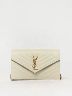 Saint Laurent Cassandre Bag In Chevron Quilted Grain De Poudre - Cream