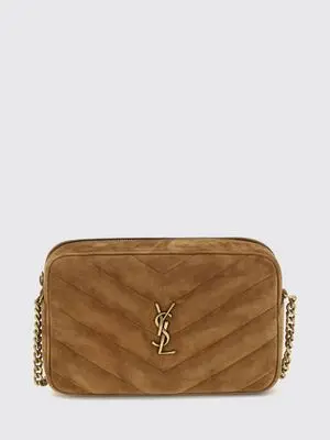 Saint Laurent Loulou Mini Matelasse Leather Camera Bag With Logo - Brown
