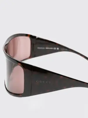 Gucci Rectangular Acetate Shield Sunglasses With Dark Lenses