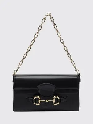 Gucci Horsebit Ristretto Smooth Leather Shoulder Bag With Metal Mesh Handle - Black