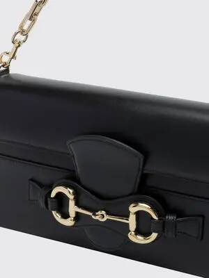 Gucci Horsebit Ristretto Smooth Leather Shoulder Bag With Metal Mesh Handle
