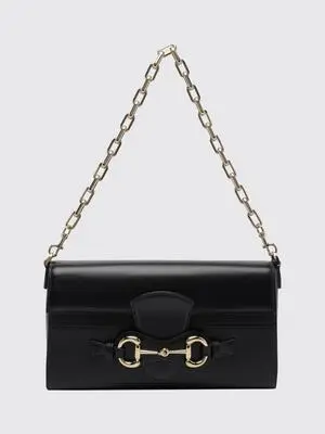 Gucci Horsebit Ristretto Smooth Leather Shoulder Bag With Metal Mesh Handle - Black