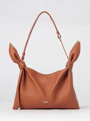 Loewe Calfskin Leather Shoulder Bag With Knot Detail And Adjustable Handle - Brown