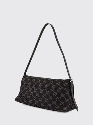Gucci Madison Denim Shoulder Bag With Gg Monogram And Adjustable Handle
