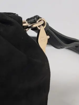 CHRISTIAN LOUBOUTIN Eva Ruched Suede Calfskin Mini Crossbody Bag - Black