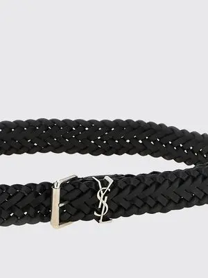 Saint Laurent Calfskin Leather Belt With Monogram Buckle
