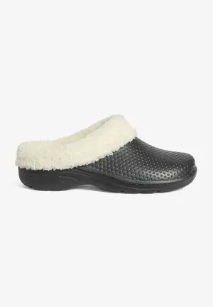 COMFORTVIEW The Fur Lined Slip On Rubber Clog Mule - Black