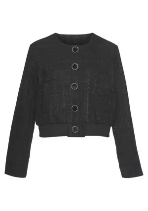 LASCANA Round Neckline Tweed Jacket - Black