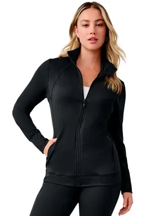 Roaman's Soft Sculpt Full Zip Athletic Jacket - Black