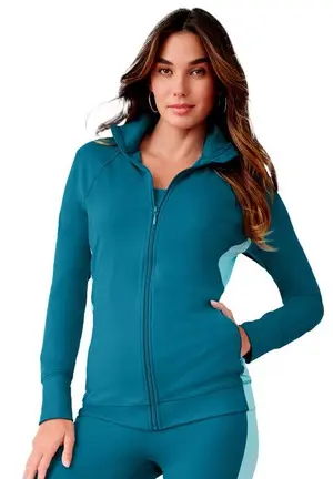 Roaman's Soft Sculpt Full Zip Athletic Jacket Deep Teal Combo