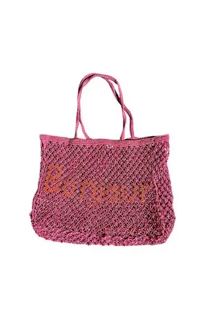 MER ST. BARTH St Jean Jute Beach Tote "bonjour - Pink