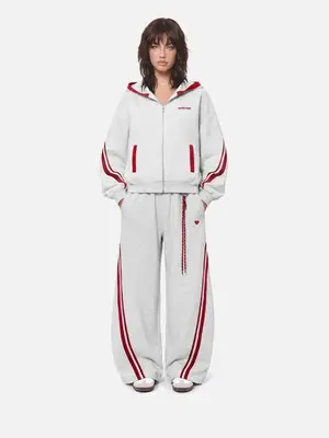 AELFRIC EDEN Boxy Contrast Zip Up Hoodie - Grey