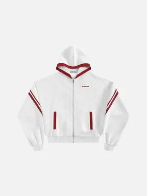 AELFRIC EDEN Boxy Contrast Zip Up Hoodie - Grey