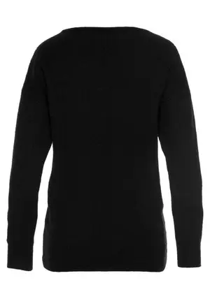 LASCANA V-neck Crossover Sweater - Black