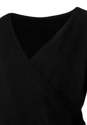 LASCANA V-neck Crossover Sweater - Black
