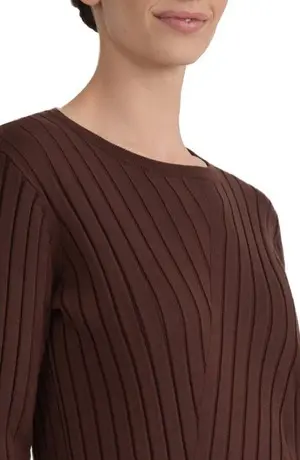 Jones New York Wide Rib Crewneck Sweater - Coffee Bean