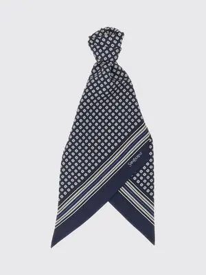 Saint Laurent Lavallii¨re Striped Geometric Print Silk Foulard - Blue