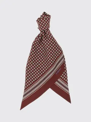 Saint Laurent Lavallii¨re Striped Geometric Print Silk Foulard - Red