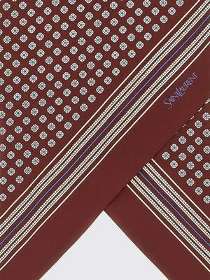 Saint Laurent Lavallii¨re Striped Geometric Print Silk Foulard - Red