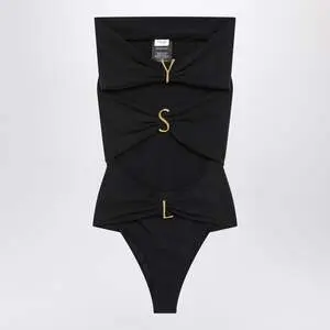 Saint Laurent Strapless Cut-out One-piece Swimsuit - Black