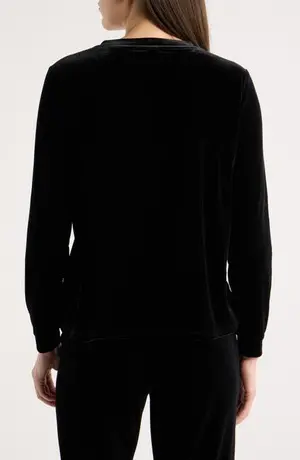 Anne Klein Embellished Button Velvet Top