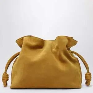Loewe Medium Ochre Flamenco Bag In Suede