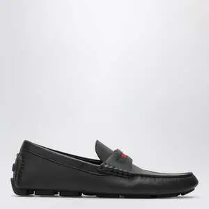 Gucci Driver Loafer In Leather With Web - Black