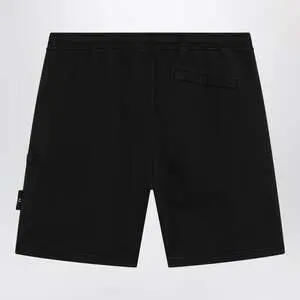 Stone Island Organic Cotton Fleece Jogger Shorts - Black