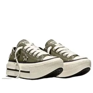 CONVERSE Chuck Taylor All Star Lift Double Stack Distressed Stars 'utility Black Egret